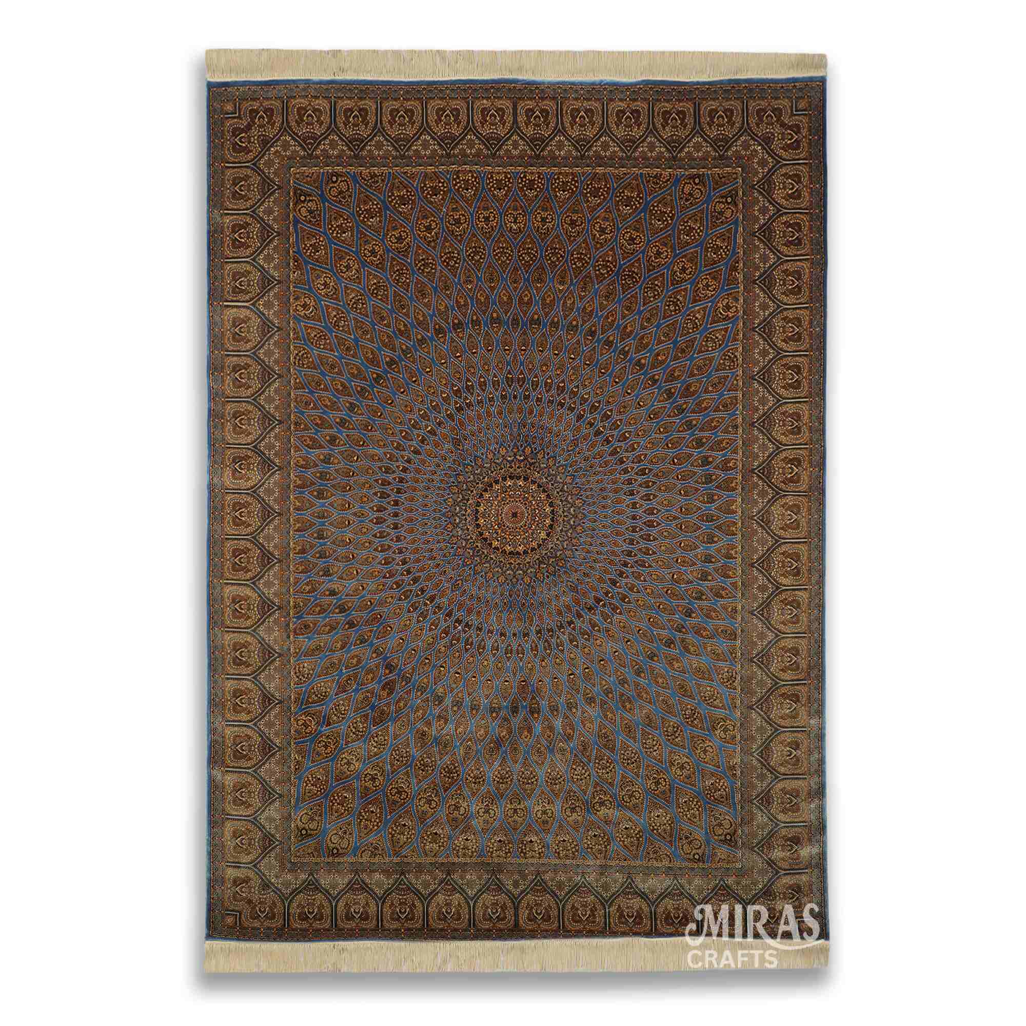Turquoise Gumband Handmade Silk Rug – Miras Crafts