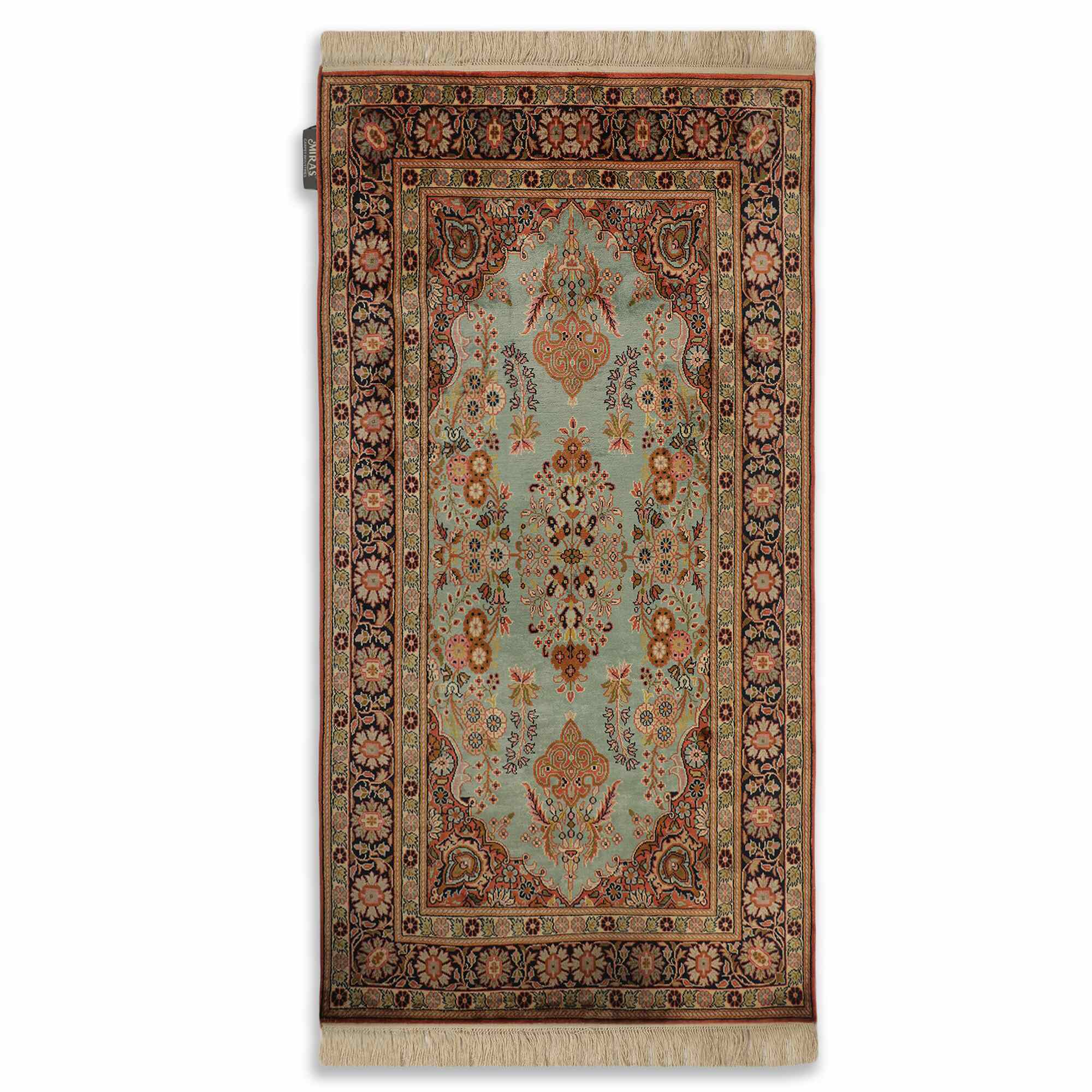 AZHAR BAIJAN Han Knotted Olive Pure Silk Rug By Aziz & Salim – Miras Crafts
