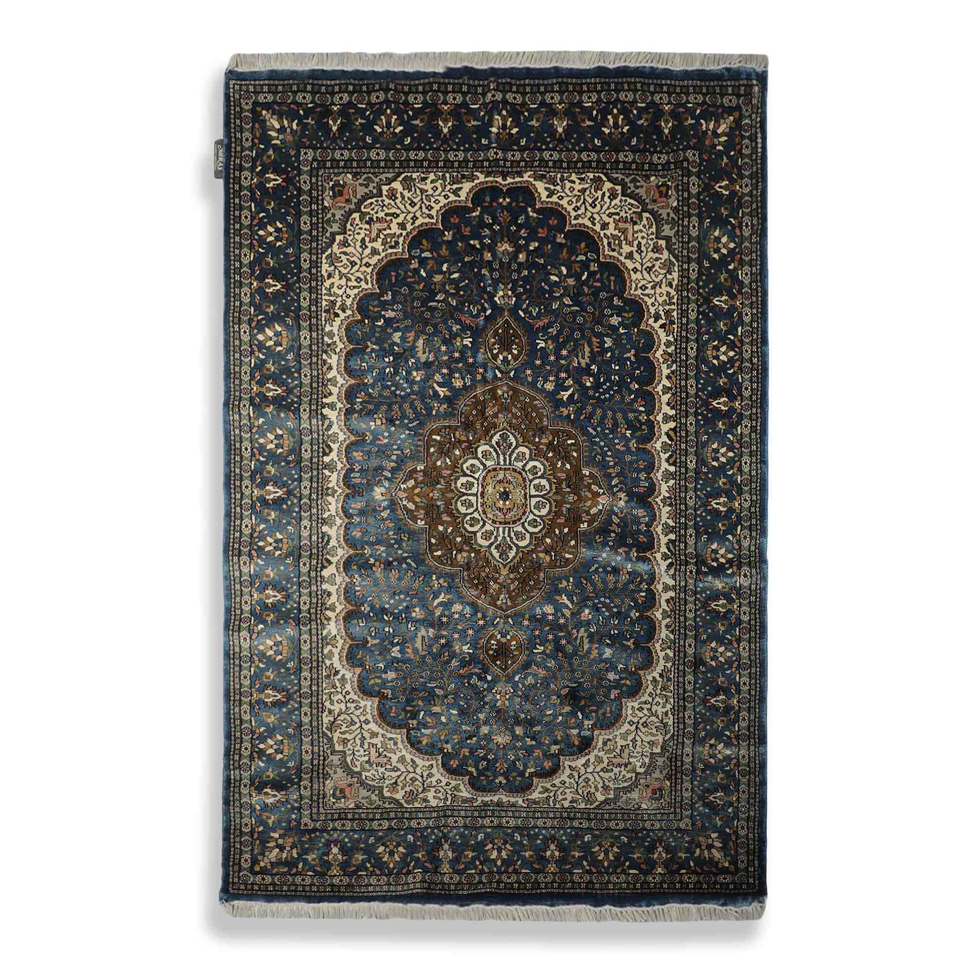 Sapphire Kaishan Hand knotted Silk & Cotton Rug By Haneif & Rehit ...