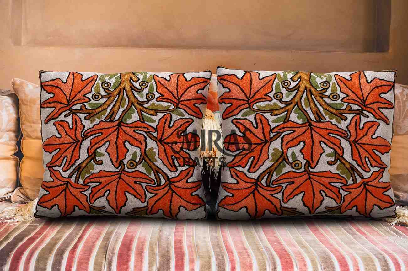 Miras Orange Ari Handmade Silk Cushion Cover – Miras Crafts